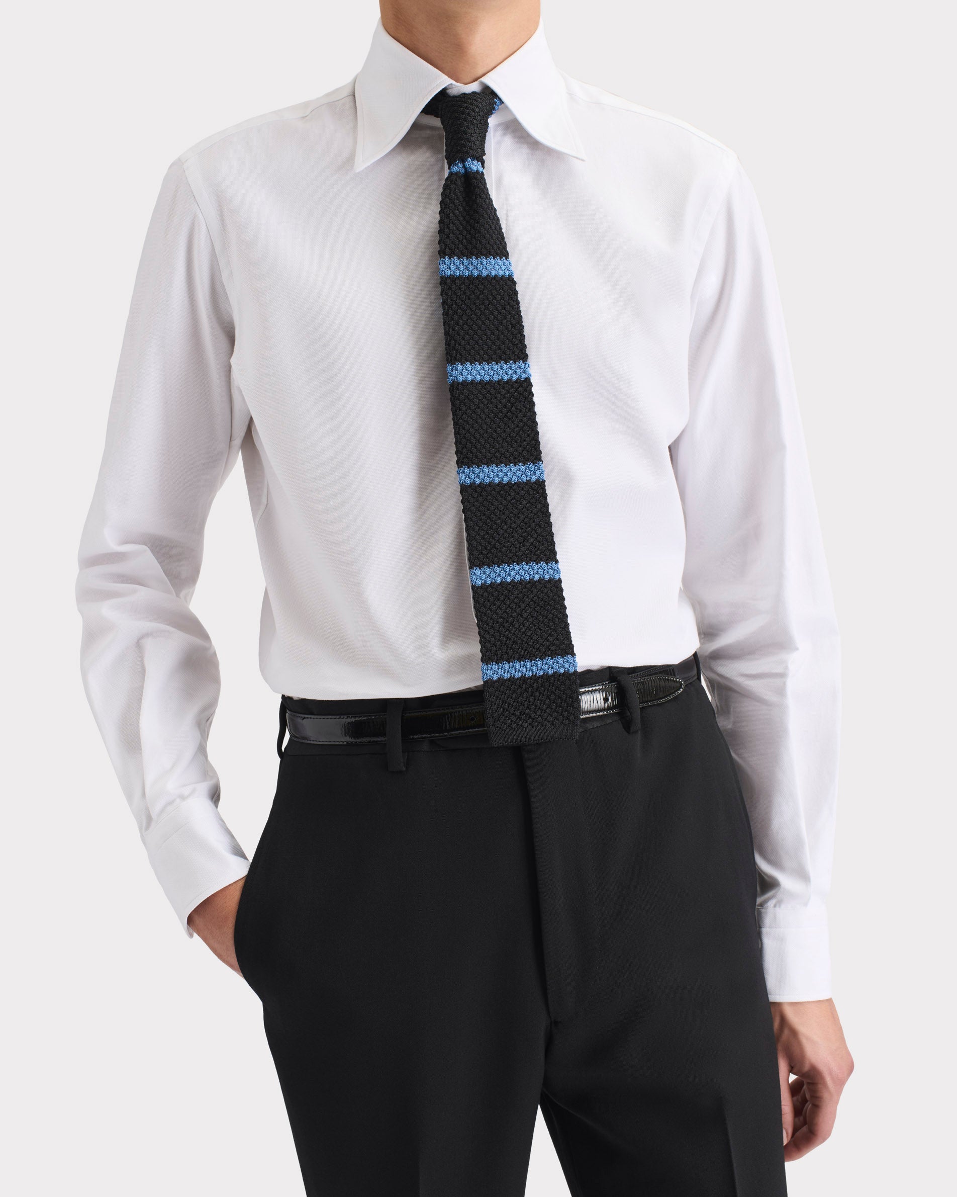 WIDE COLLAR SHIRT IN ROYAL OXFORD - WHITE | Husbands Paris