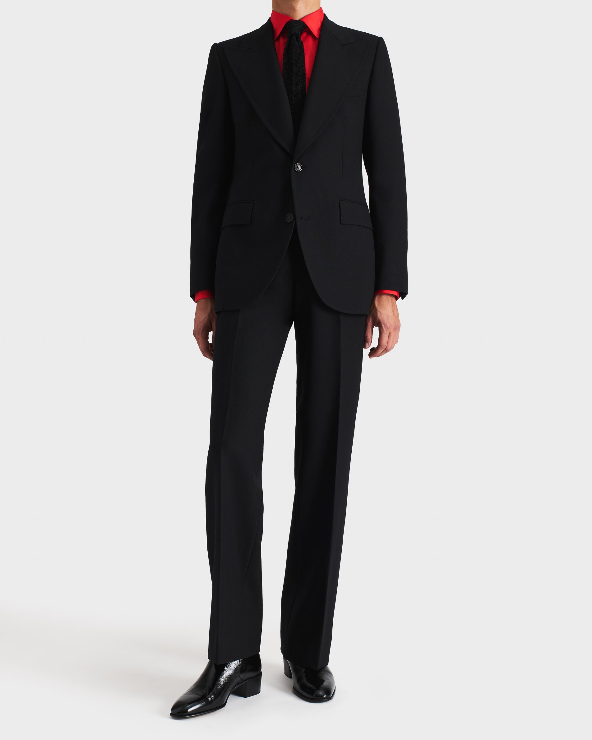 SINGLE-BREASTED SUIT IN 3-PLY WOOL FRESCO - BLACK | Husbands Paris