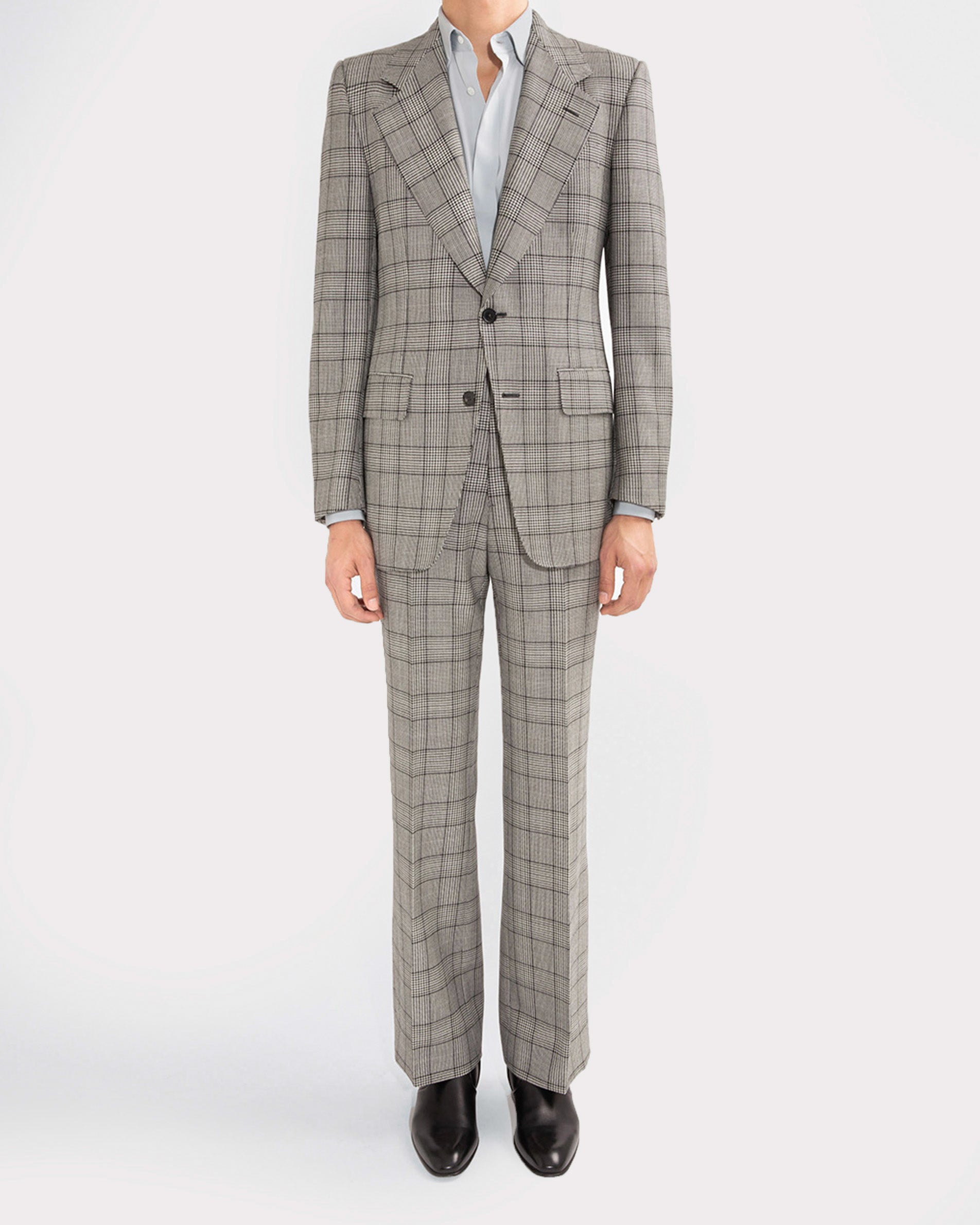 COSTUME DROIT EN LAINE MÉRINOS - PRINCE DE GALLES NOIR ET BLANC ...
